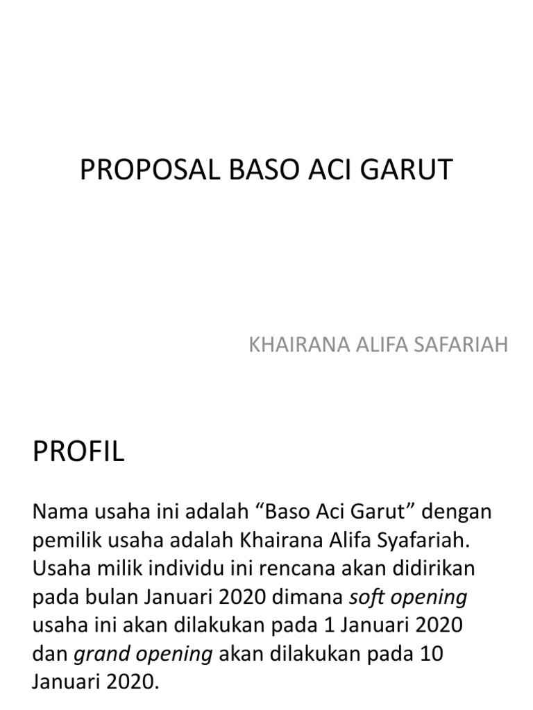 Khairana Proposal Baso Aci | PDF