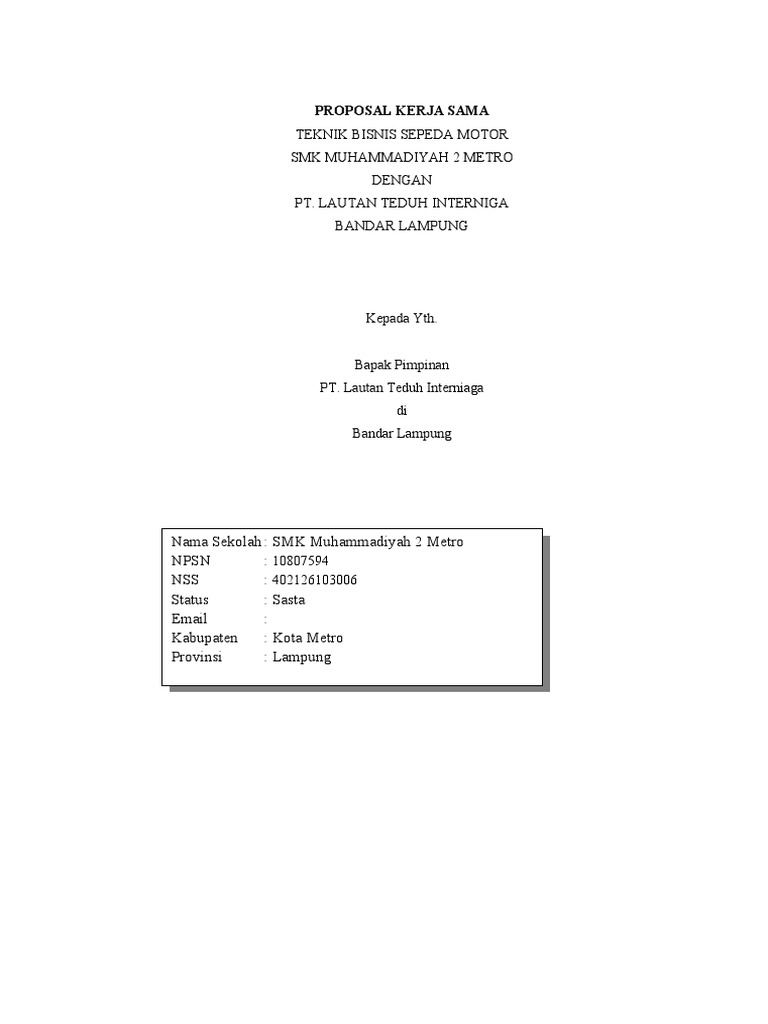 Proposal Kerja Sama 1 | PDF