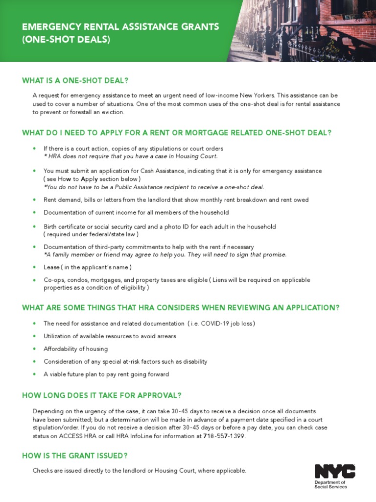 One-Shot Deal: Emergency Rental Assistance | PDF | Renting | Landlord