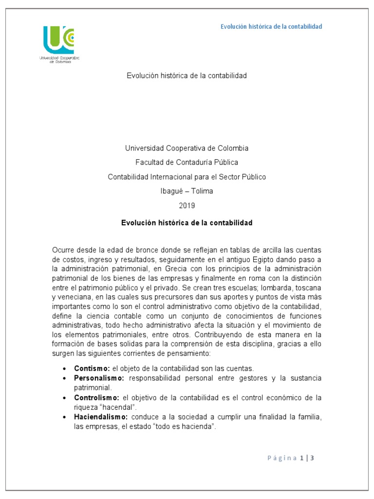 Evolución Histórica de La Contabilidad ANNY PALOMINO | PDF | Teneduría de libros | Contabilidad