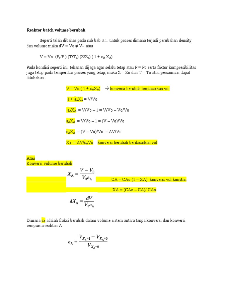 Reaktor Batch | PDF | Metode & Bahan Ajar