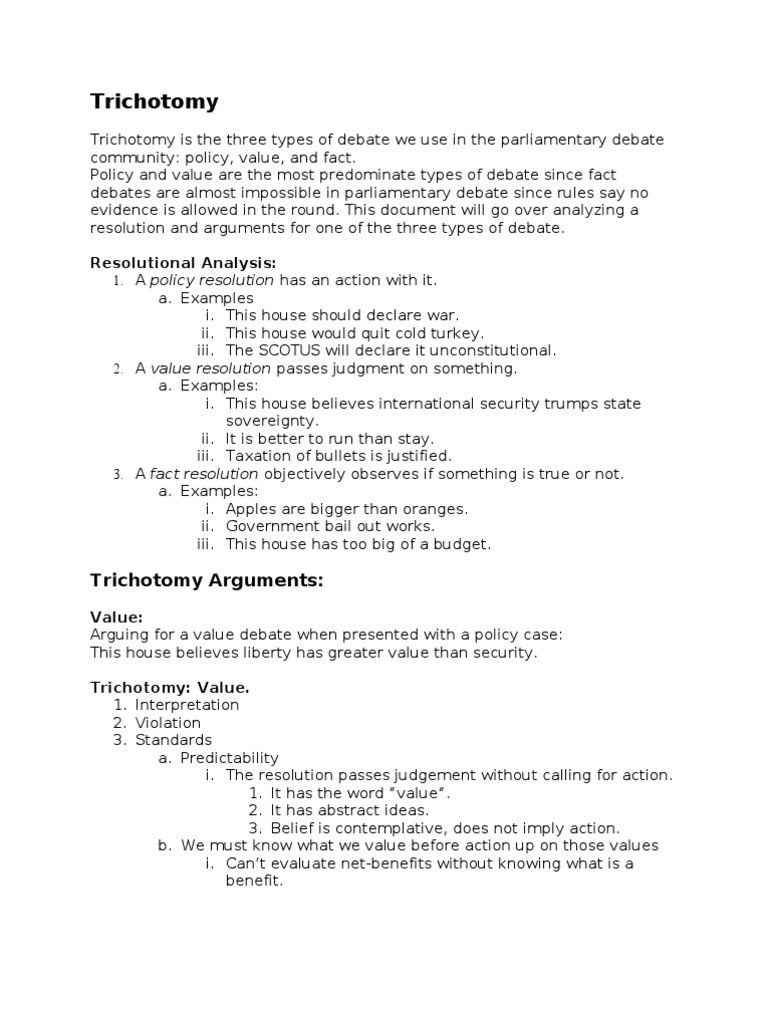Understanding Trichotomy in Debate | PDF | Evidence | Judgment (Law)
