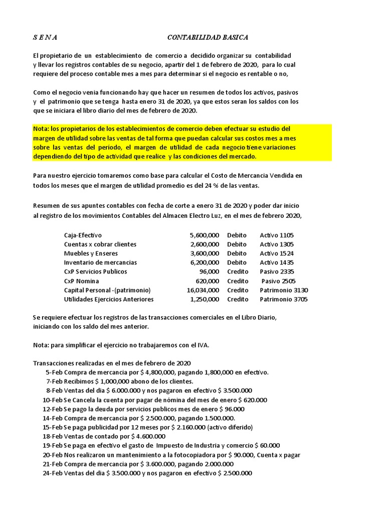 5.1 - EJER - TRANSAC.ELECTRO LUZ - Febrero 2020 Explicado | PDF | Activo fijo | Depreciación