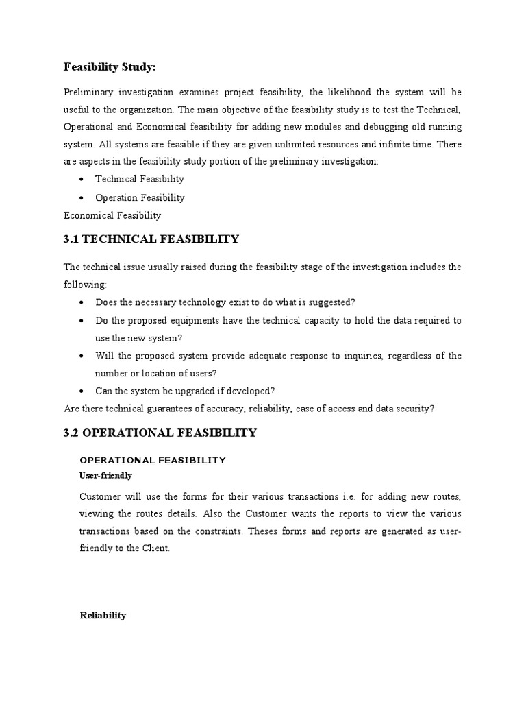 Feasibility Study:: Reliability | Download Free PDF | Feasibility Study | Databases