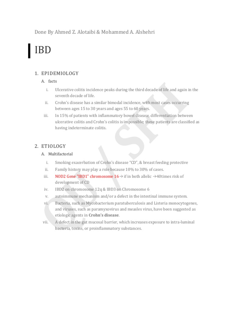 IBD Summary | PDF | Crohn's Disease | Inflammatory Bowel Disease