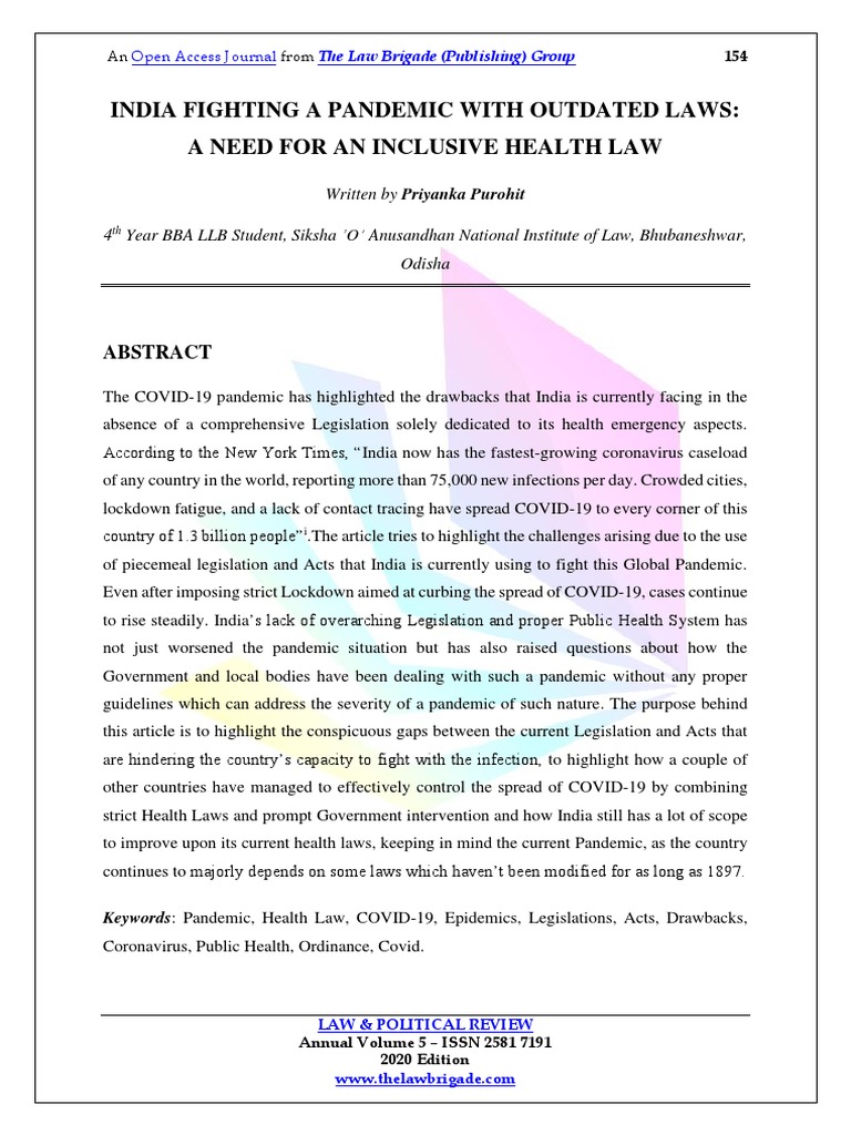 India Fighting A Pandemic With Outdated Laws: A Need For An Inclusive ...