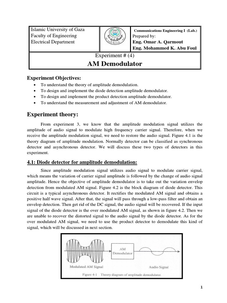 Experiment 4 PDF | PDF | Detector (Radio) | Modulation