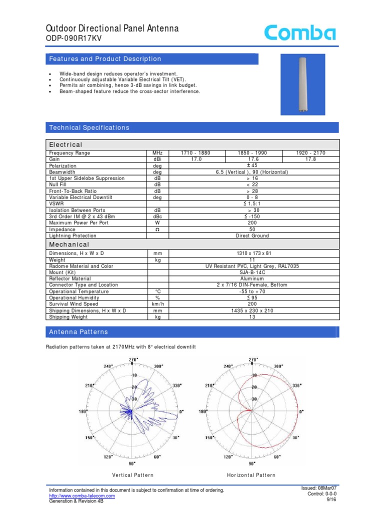 Odp 090R17KV PDF | PDF | Antenna (Radio) | Decibel
