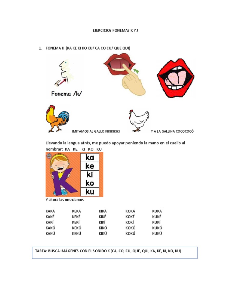 Ejercicios de Fonemas K y J para Niños | PDF