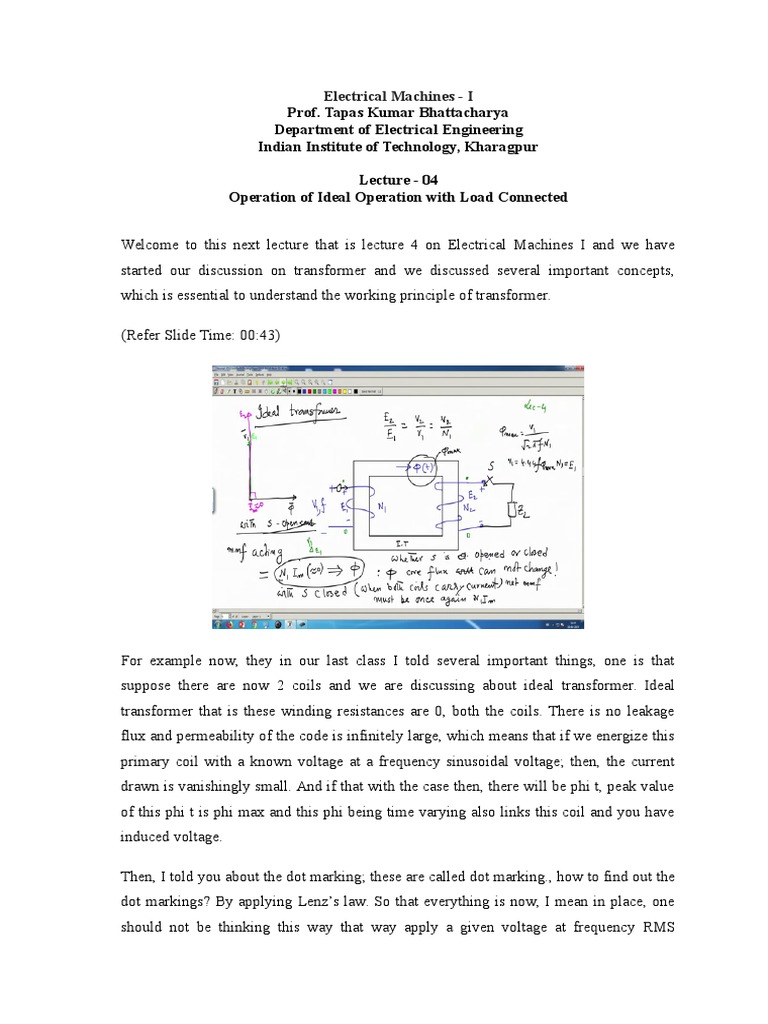 Lec 4 | PDF | Transformer | Inductor