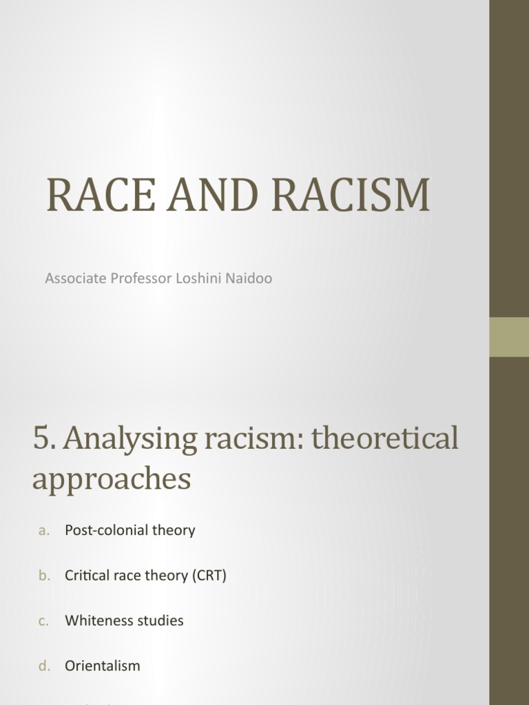 Theoretical Approaches to Racism Analysis | PDF | Whiteness Studies ...