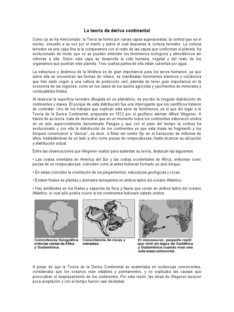 La Teoría de Deriva Continental | PDF | Placas tectónicas | Continente