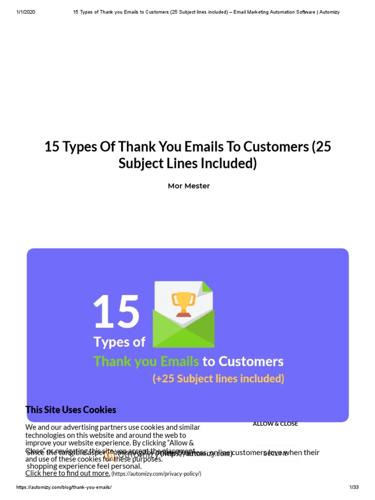15 Types of Thank You Emails To Customers (25 Subject Lines Included ...