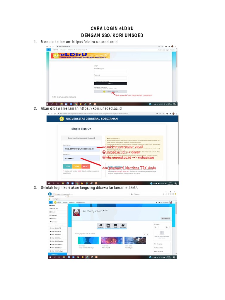Cara Login eLDirU Dengan SSO | PDF