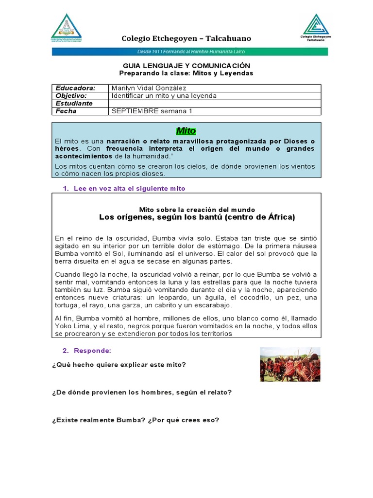 Mitos y Leyendas: Guía Educativa | PDF