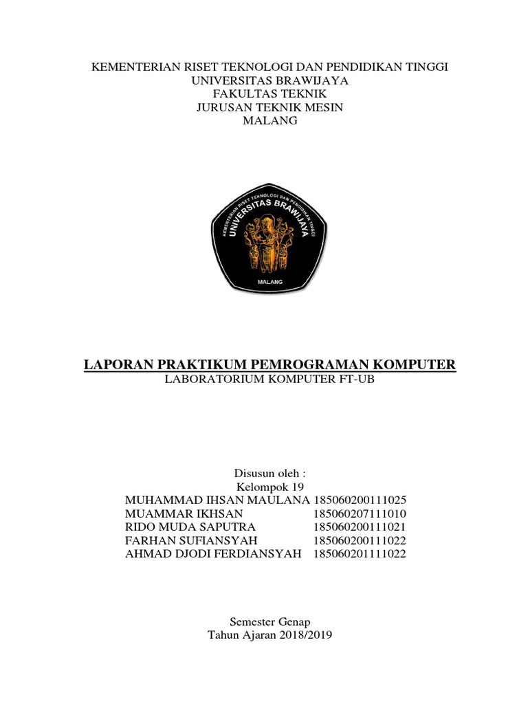 Laporan Praktikum Pemrograman Komputer Teknik Mesin Universitas ...