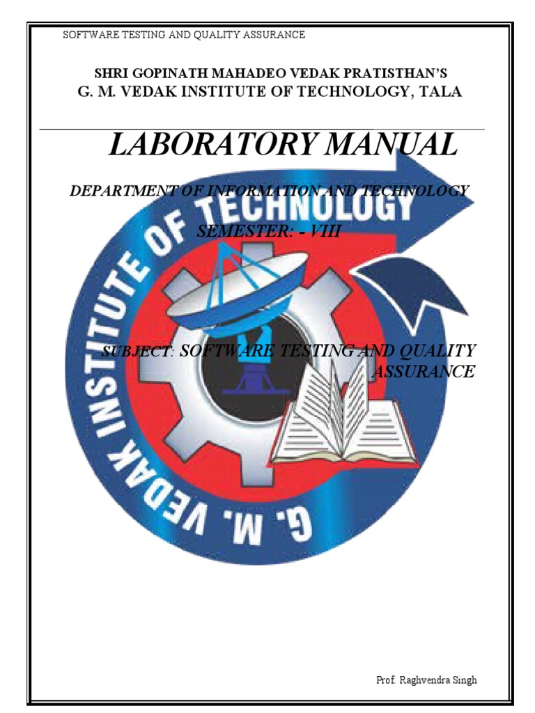 Laboratory Manual: Semester: - Viii | PDF | Software Testing | Software ...