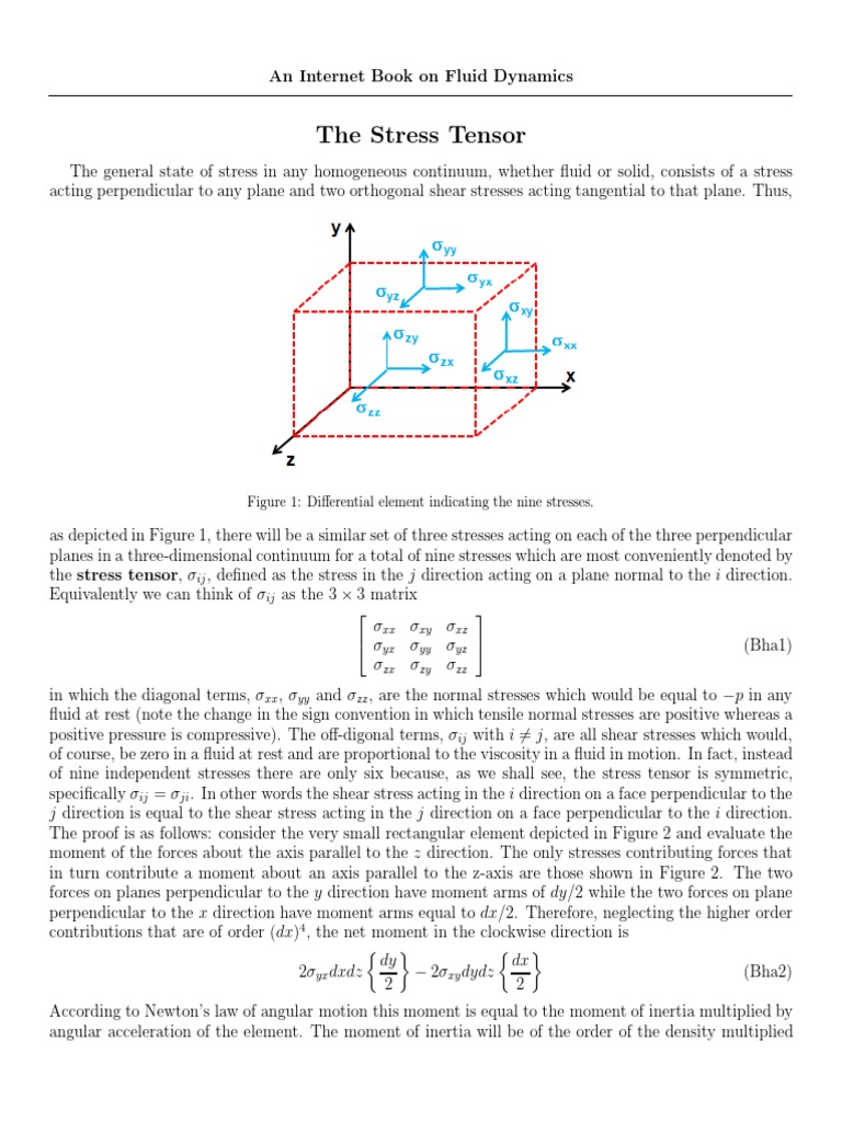 The Stress Tensor: An Internet Book On Fluid Dynamics | PDF | Shear ...