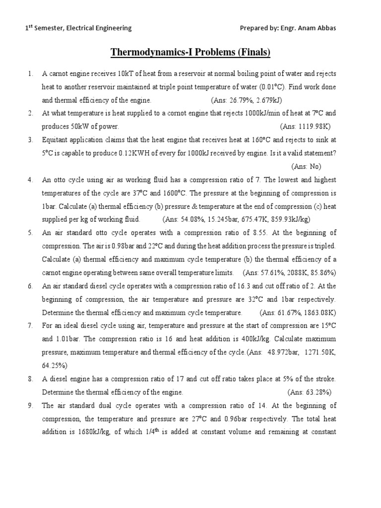 Thermodynamics Problem Sheet 2 | PDF | Heat | Steam