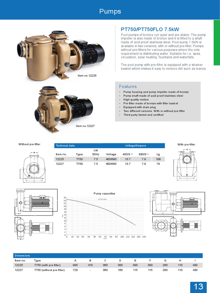Swimming Pool Pump Bronze pt750 | PDF | Pump | Manufactured Goods