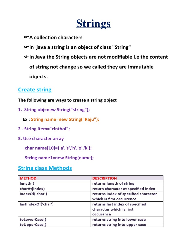 Strings: Create String | PDF | String (Computer Science) | Object Oriented Programming