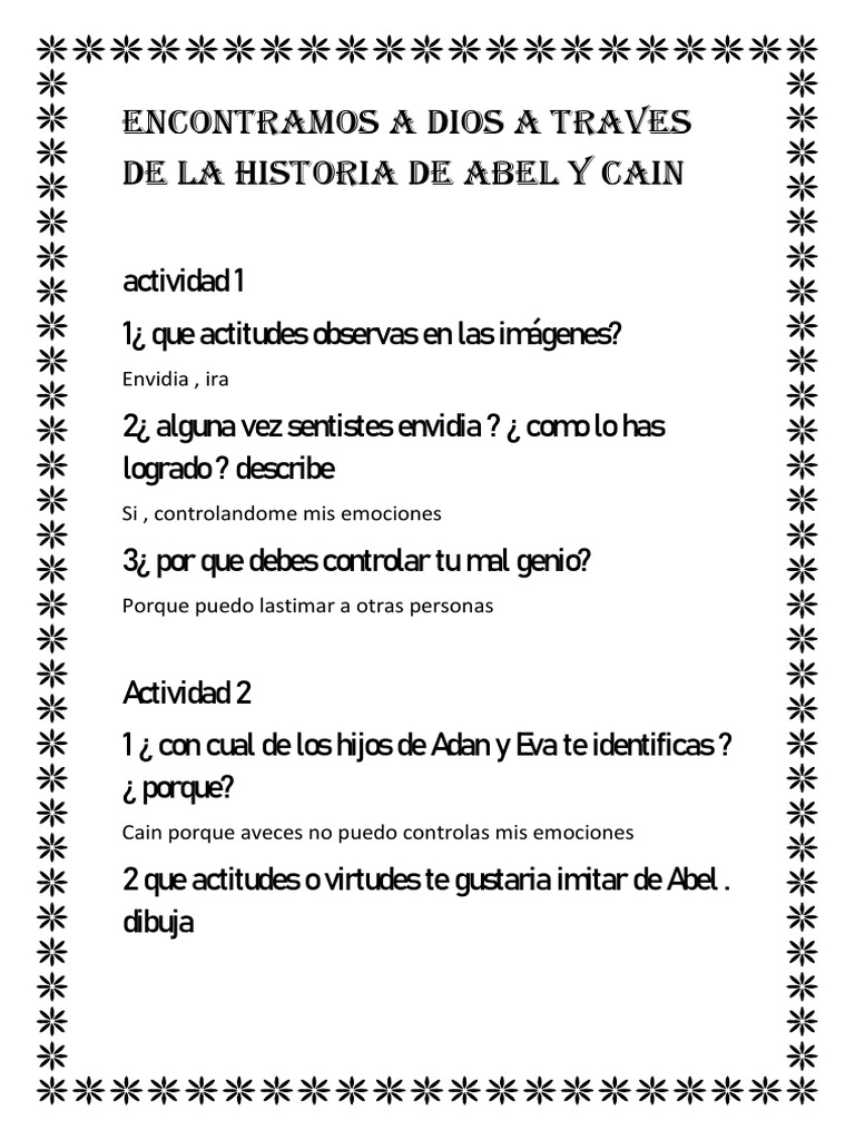 Encontramos A Dios A Traves de La Historia de Abel y Cain Semana 18 | PDF