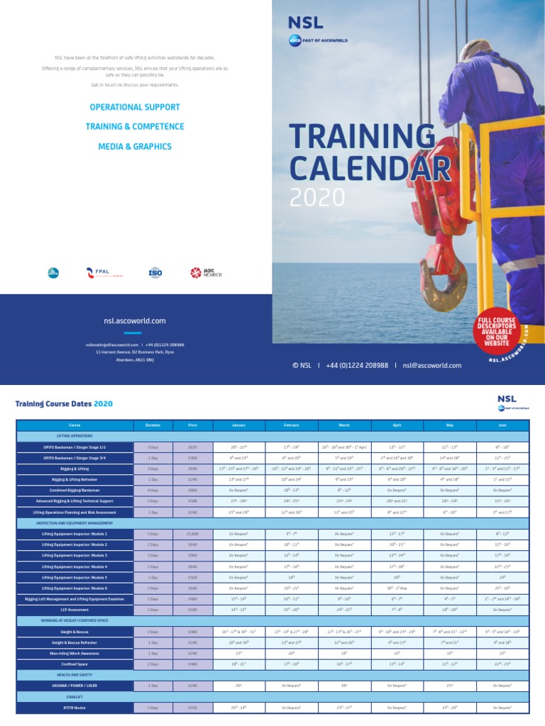 Training Training Calendar Calendar: Operational Support Training ...