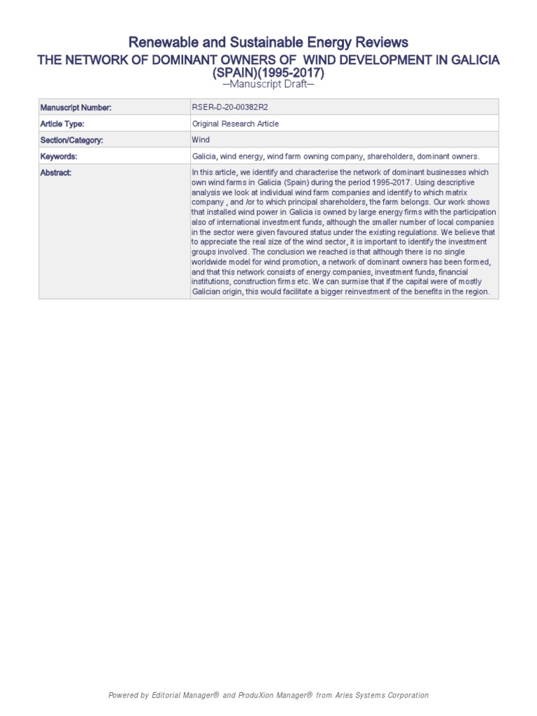 RSER D 20 00382 - R2 - Reviewer PDF | PDF | Peer Review | Wind Power