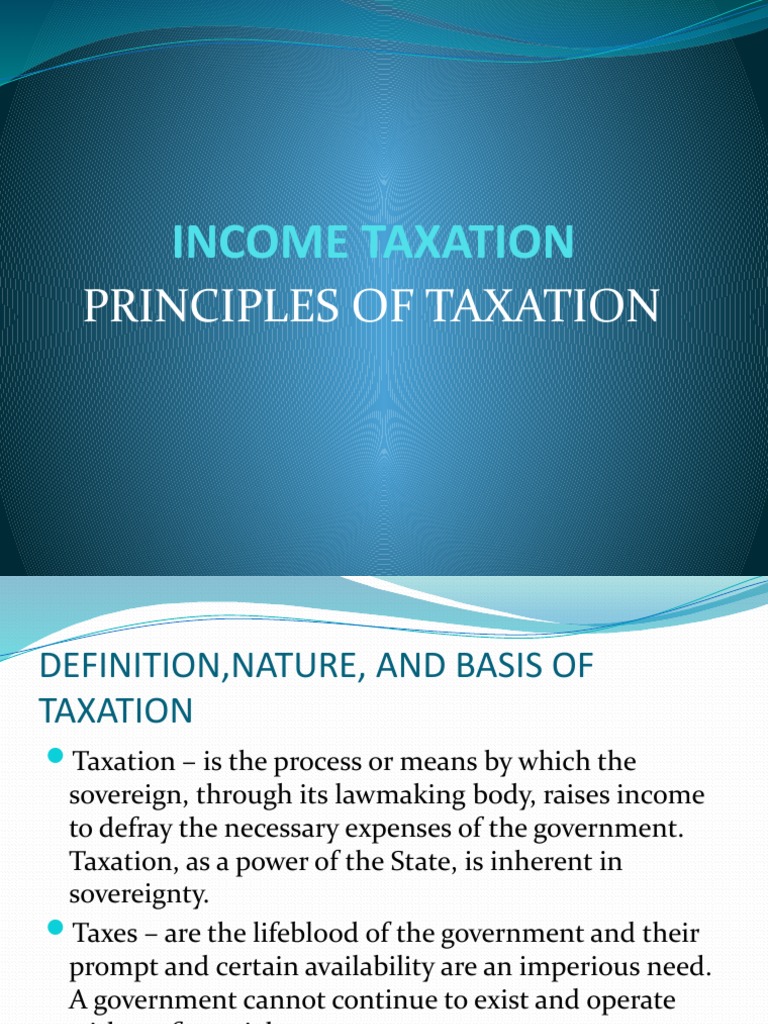 Principles and Objectives of Taxation | PDF | Taxation In The United ...