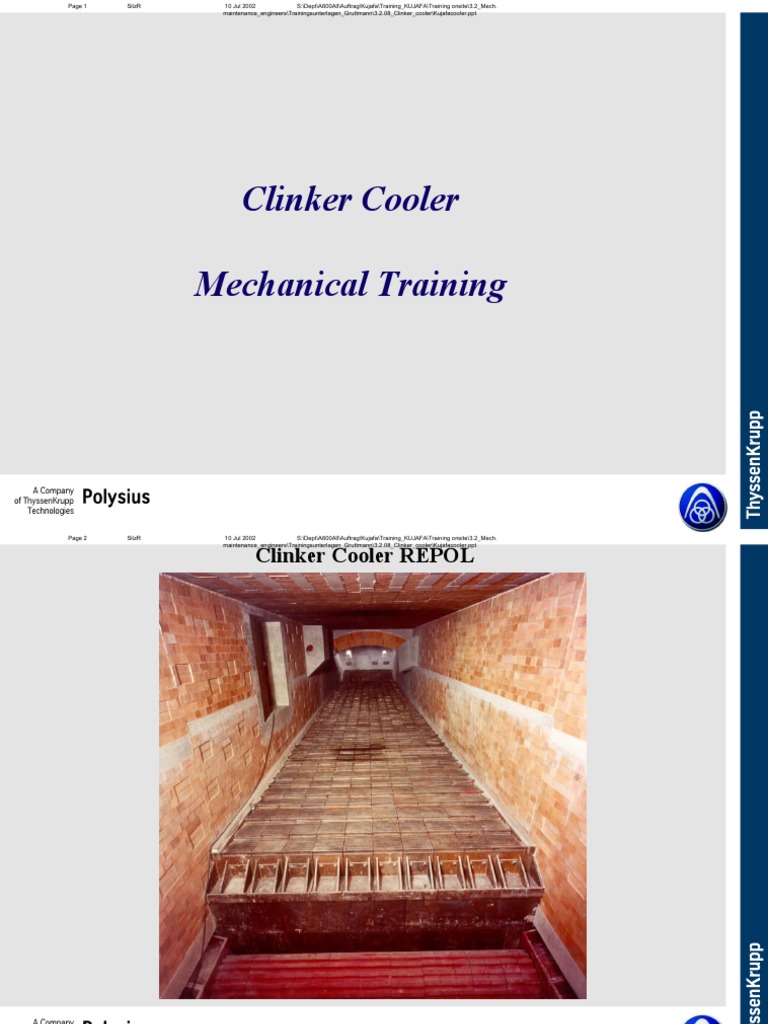 Clinker Cooler Mechanical Training | PDF | Machines | Manufactured Goods