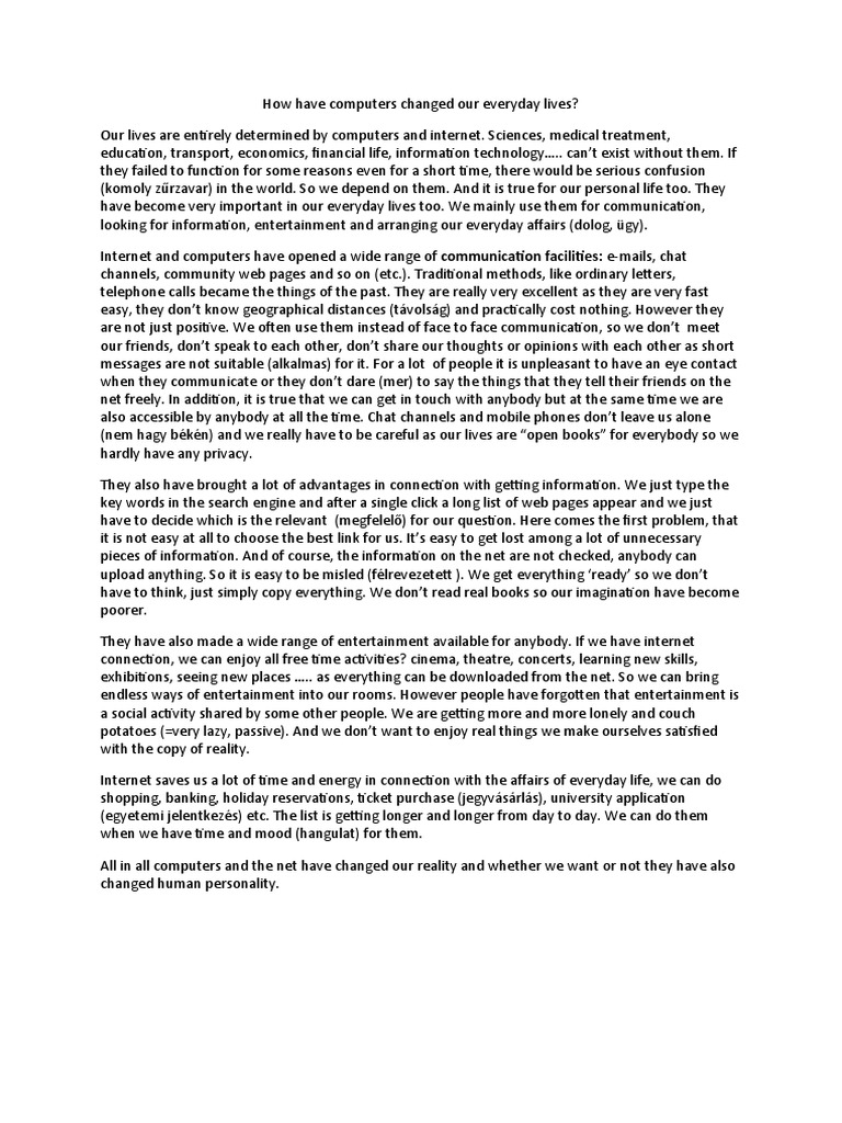 How Have Computers Changed Our Everyday Lives | PDF | Internet ...