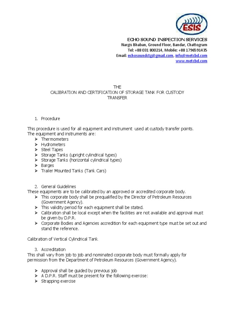 Calibration and Certification of Storage Tanks | PDF | Calibration | Nature