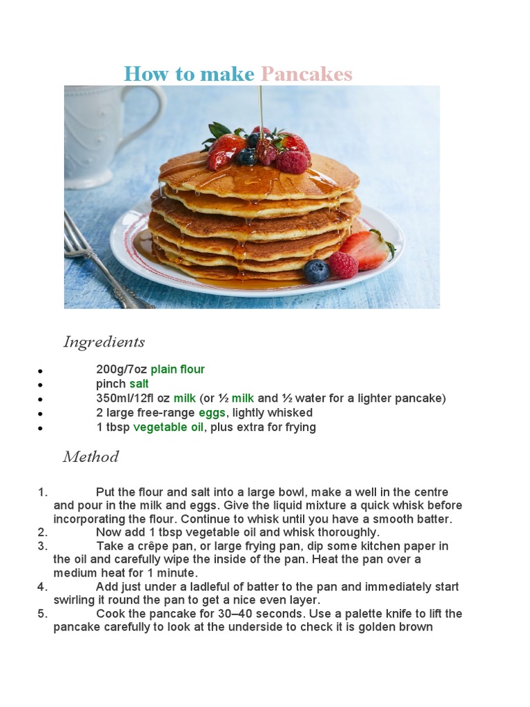 How To Make Pancakes | PDF