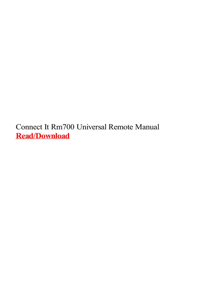 RM700 Universal Remote Control Manual | PDF