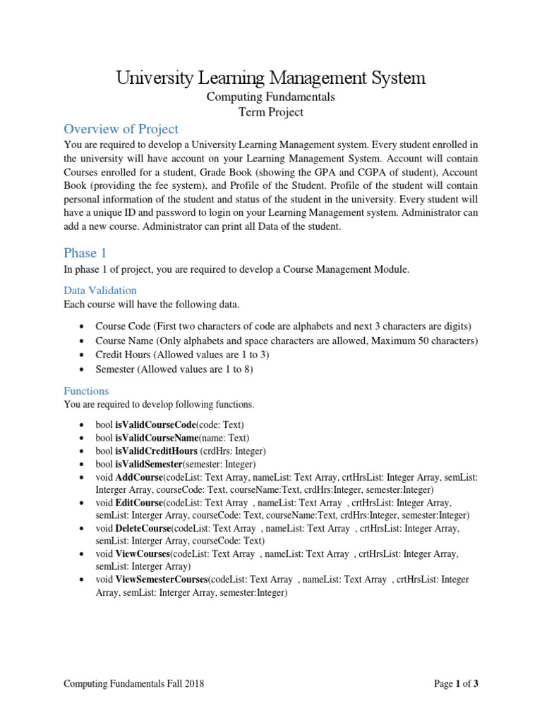 Developing a Course Management Module for a University Learning Management System | PDF ...