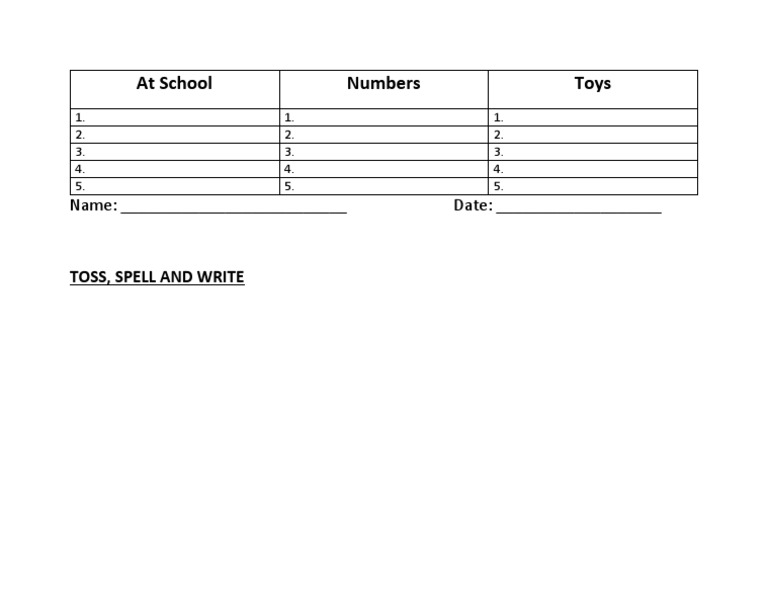 Toss & Write Form | PDF