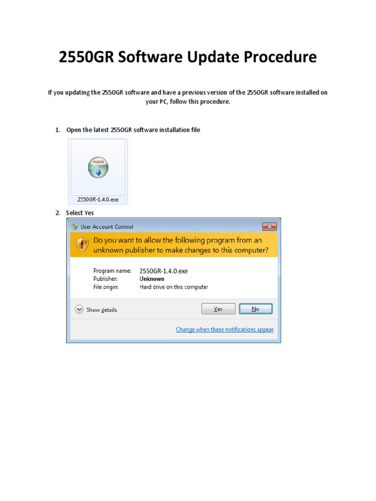 2550GR Software Update Procedure | PDF