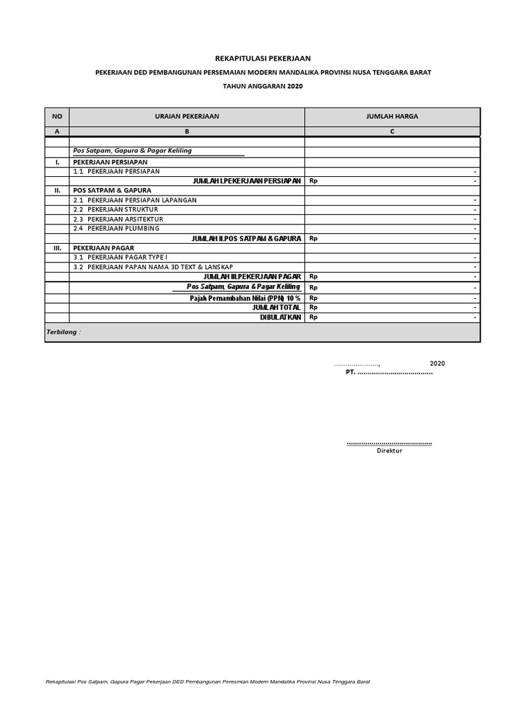 Rekap BOQ Pembangunan Persemaian Modern Tahap I | PDF
