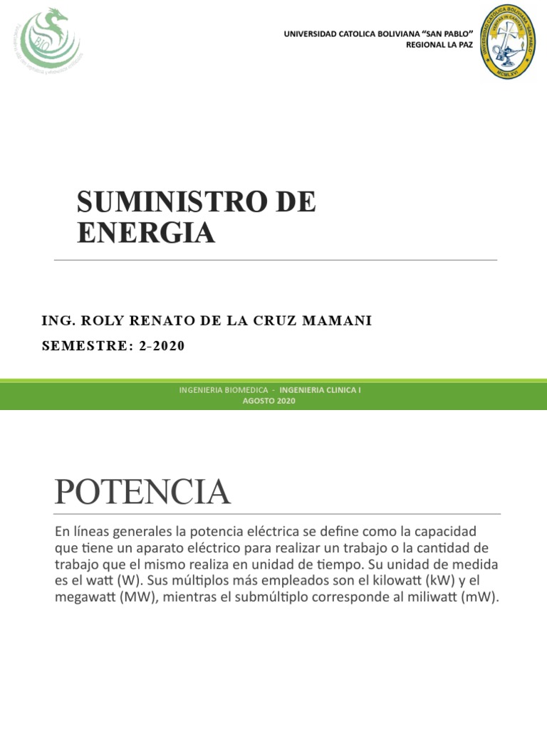 Presentacion Clase.02.09.20 | PDF | Energia electrica | Vatio