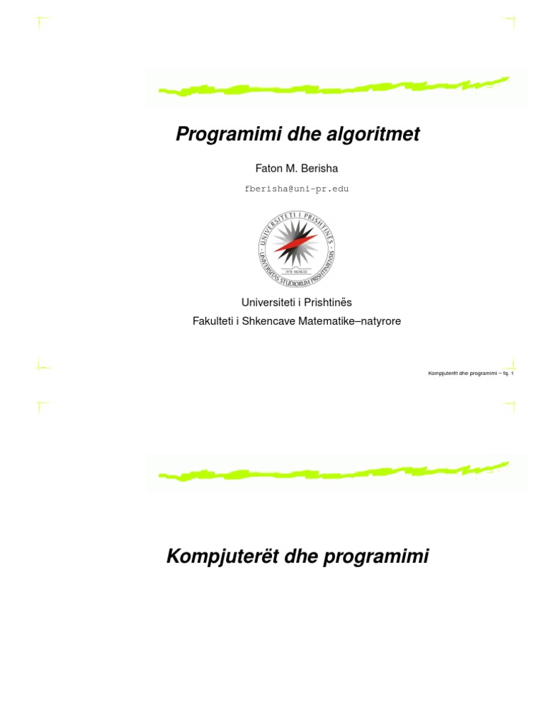 Programimi Dhe Algoritmet PDF | PDF