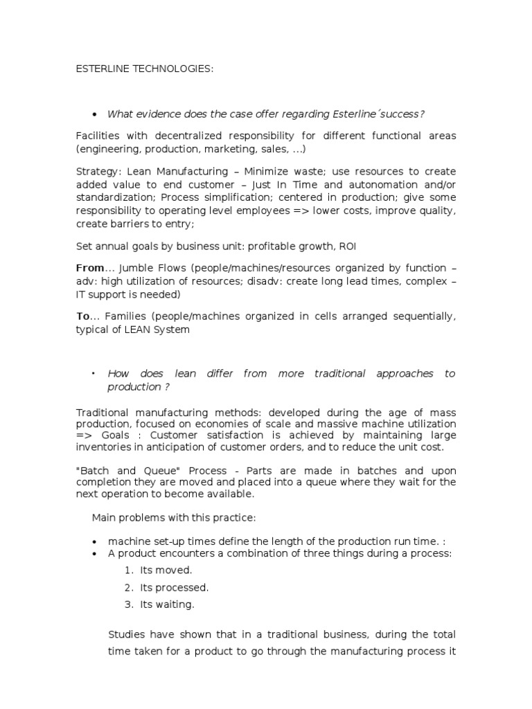 Esterline Technologies | PDF | Lean Manufacturing | Enterprise Resource Planning