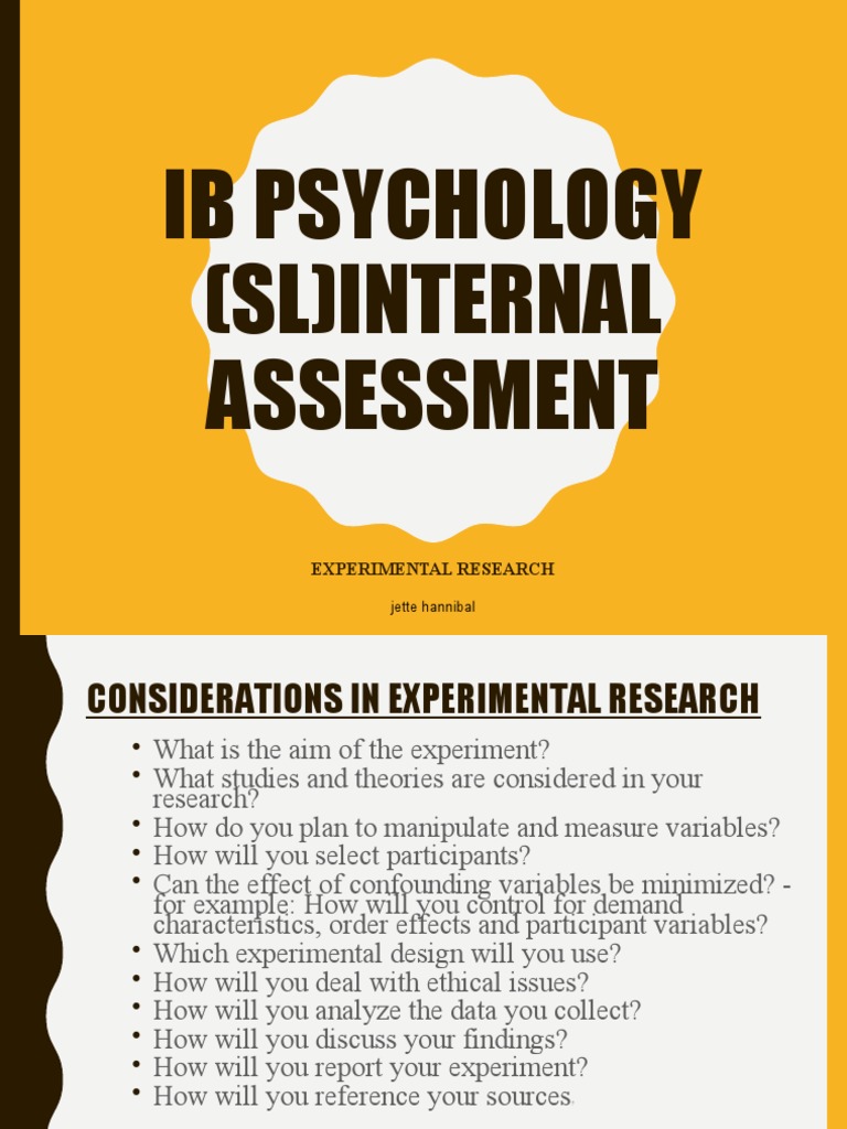Internal Assessment Presentation - Psychology | PDF | Experiment ...
