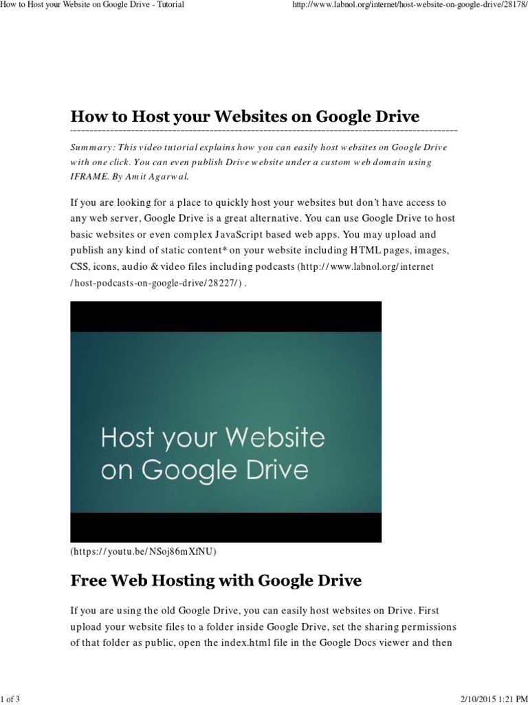 how-to-host-your-website-on-google-drive-tutorial-pdf-websites
