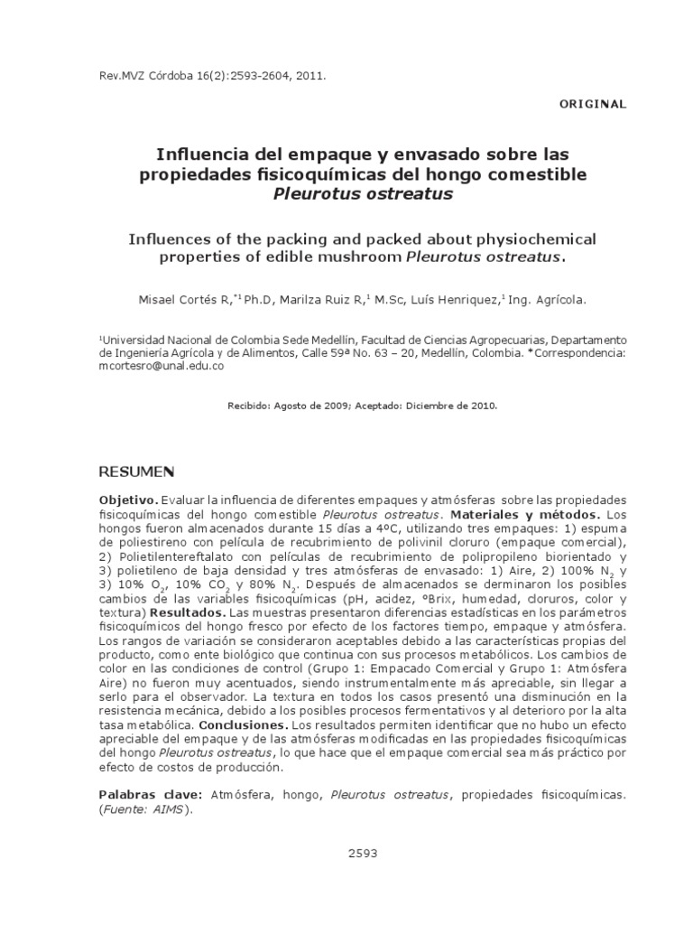 Empaque de Hongos PDF | PDF | Dióxido de carbono | Color