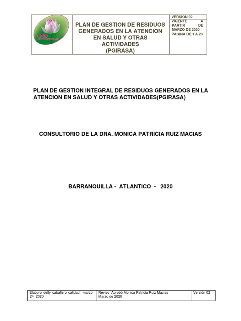PGIRASA | PDF | Gestión de residuos | Residuos