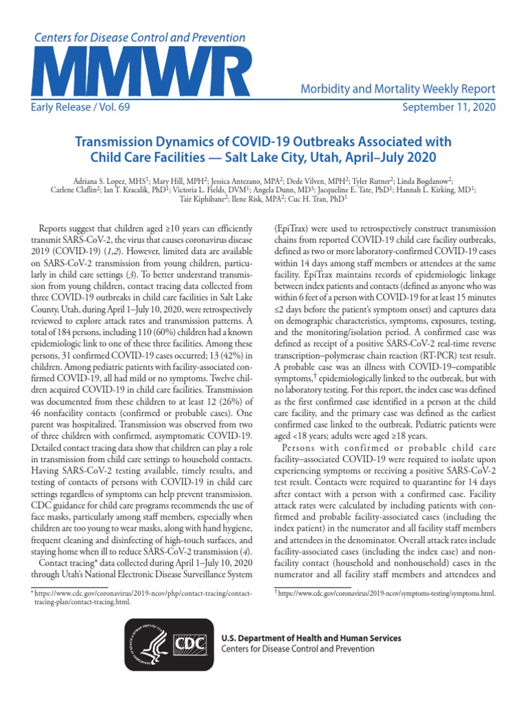 CDC Report | PDF | Transmission (Medicine) | Health Policy