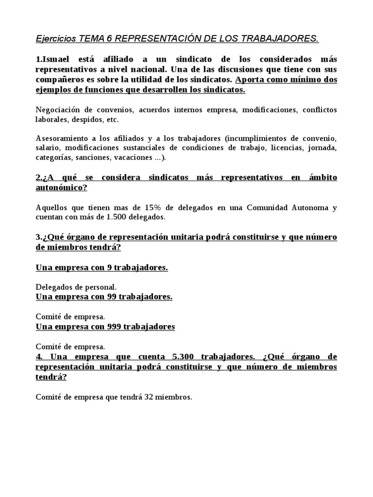 Ejercicios FOL Tema 7 | PDF | Acuerdo colectivo | Bloqueo (industria)