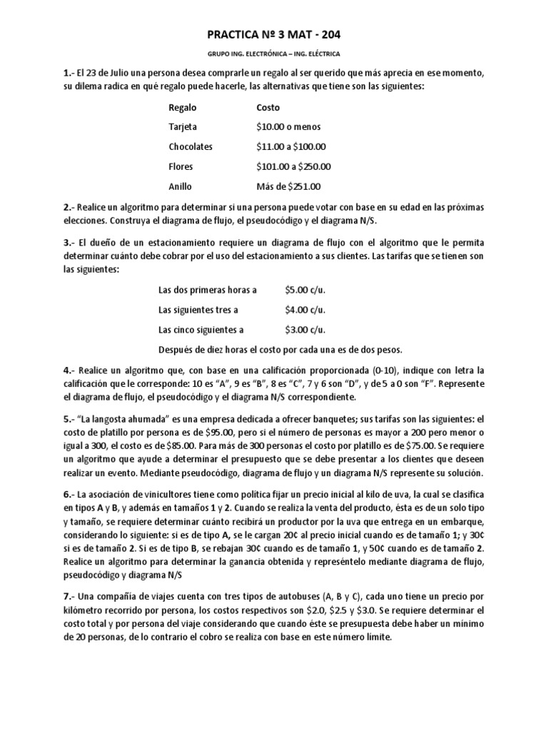 PRACTICA #3 Algoritmos Selectivos | PDF | Algoritmos | Business