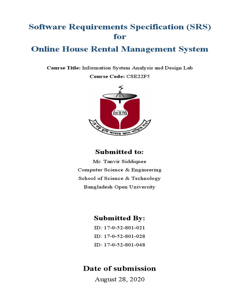 Online House Rental Management SRS | PDF | Computer Program | Programming