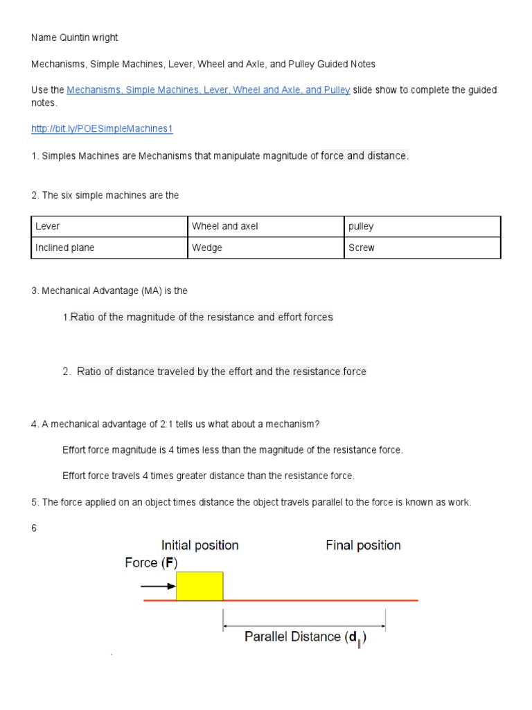 1.1.1.a.a Mechanisms, Simple Machines, Lever, Wheel and Axle, and ...